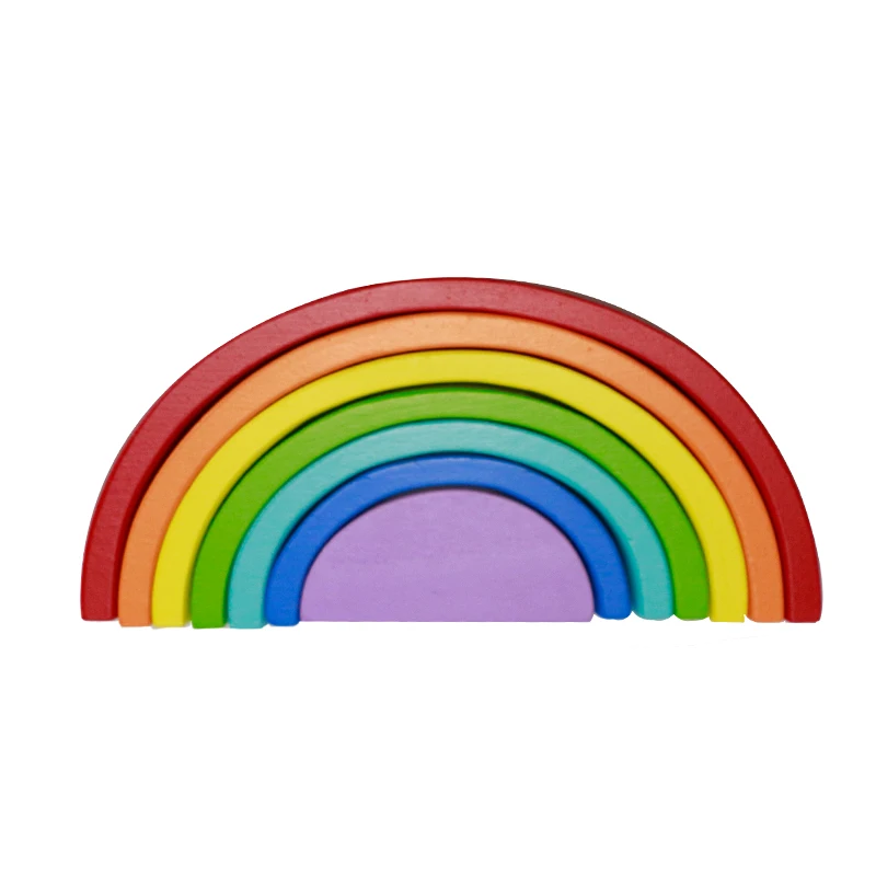 Montessori Wooden Rainbow Stacking Puzzle Blocks Game