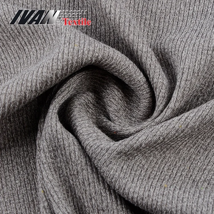 Hot Selling Custom 280 Gsm Gray Jersey Polyester Cotton 2x2 Rib Knit ...