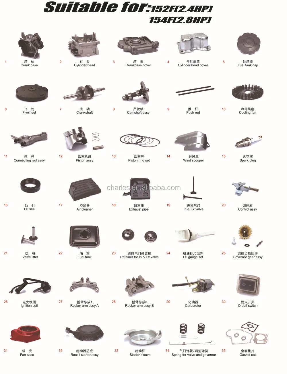 152f 154f Spare Part - Buy 152f 154f Spare Part,Gasoline Engine Spare ...