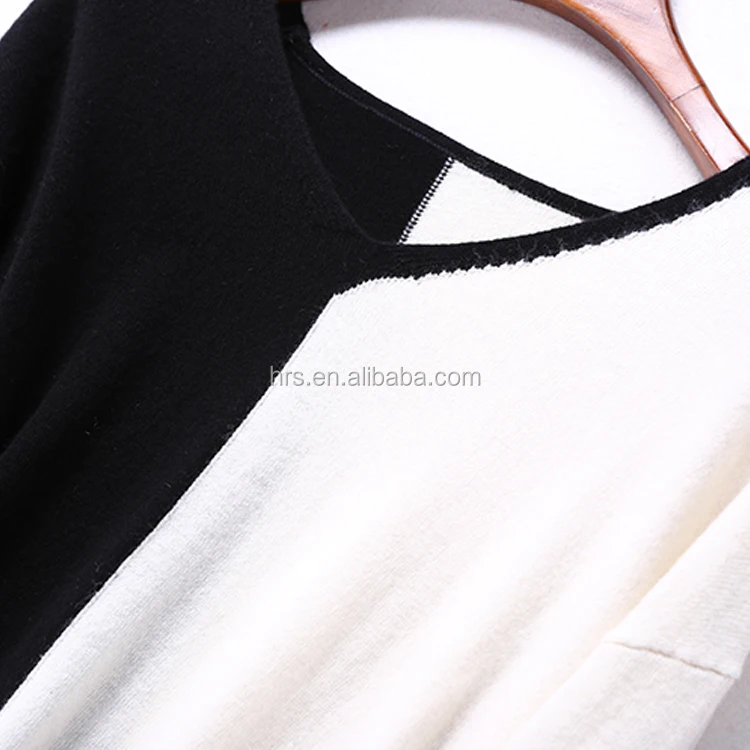 Black And White Two Color Sweater Knitting Soft Knit Cotton Clothing ...