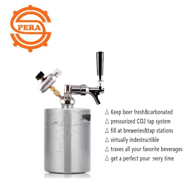 64oz 2l Stainless Steel Mini Keg Dispenser Portable Kegerator Kit ...