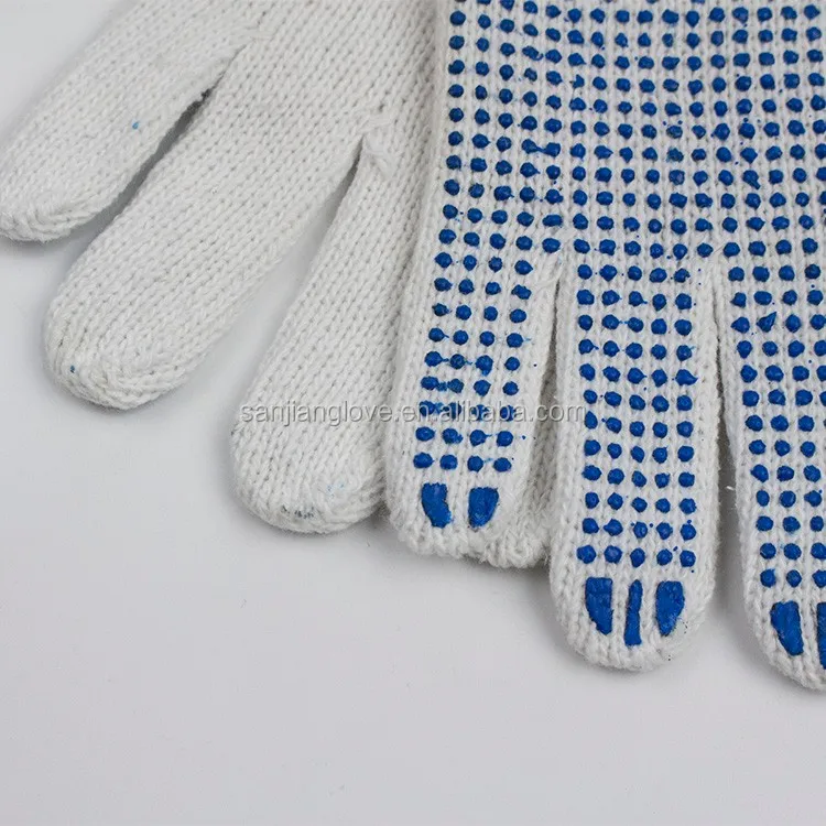 Blue Pvc Dotted Anti-slip Cotton Knitted Glove - Buy Dot Cotton Glove ...