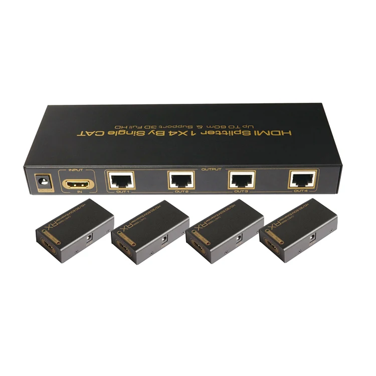 Hdmi 1x4 Splitter Extender Over Cat 5 Cat6 Hdmi To Cat6 1 In 4 Out Hdmi ...