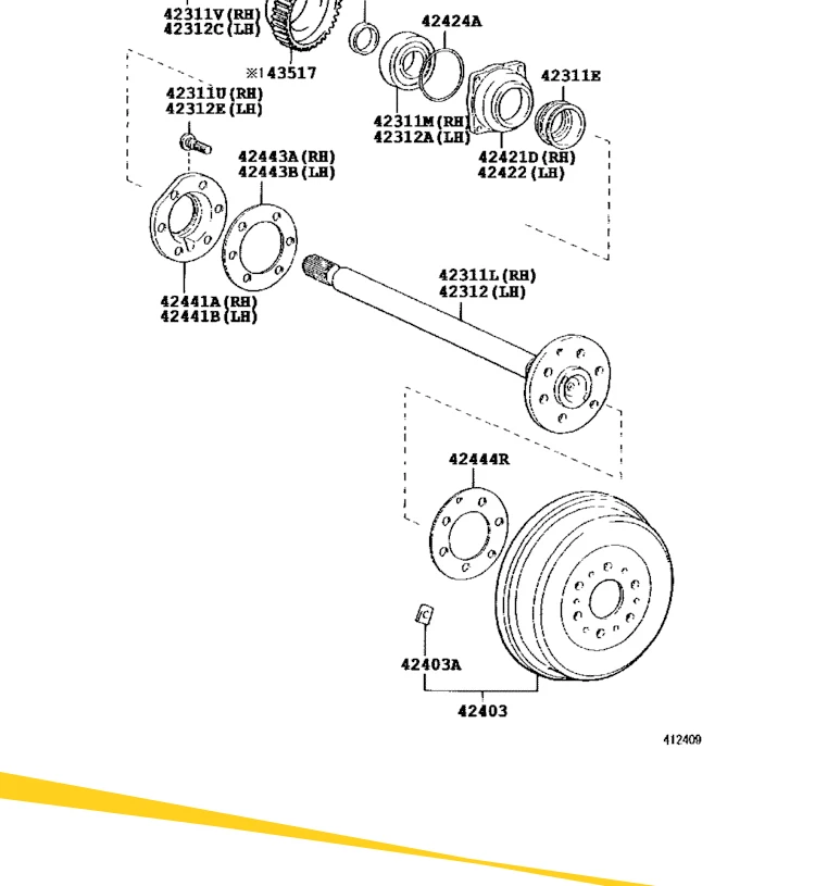 Eje del eje trasero 42311-0K020 para Toyota HILUX KUN15 RH, medio eje ...