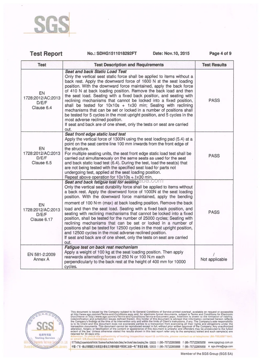 Outdoor Rattan Furniture Sgs En 581-1:2006 En 582-2:2009 Test - Buy ...