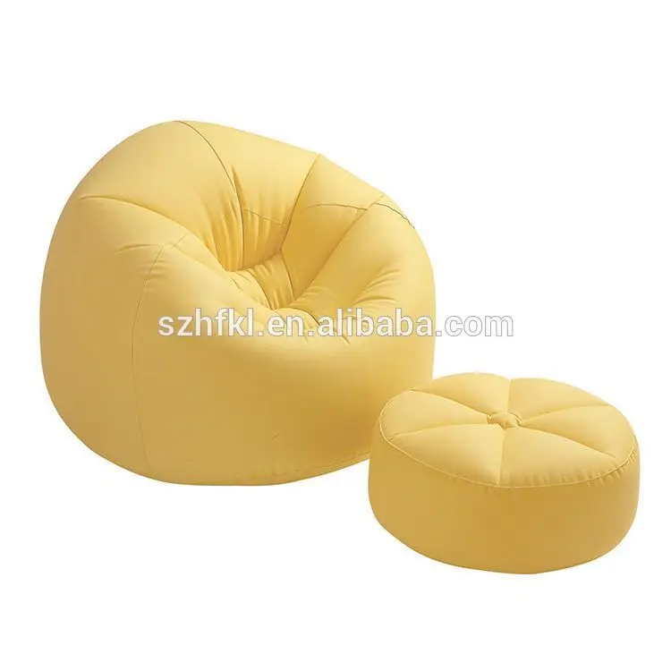 Yellow inflatable Sofa Chair Couch With Foot Support Stool For Indoor ...