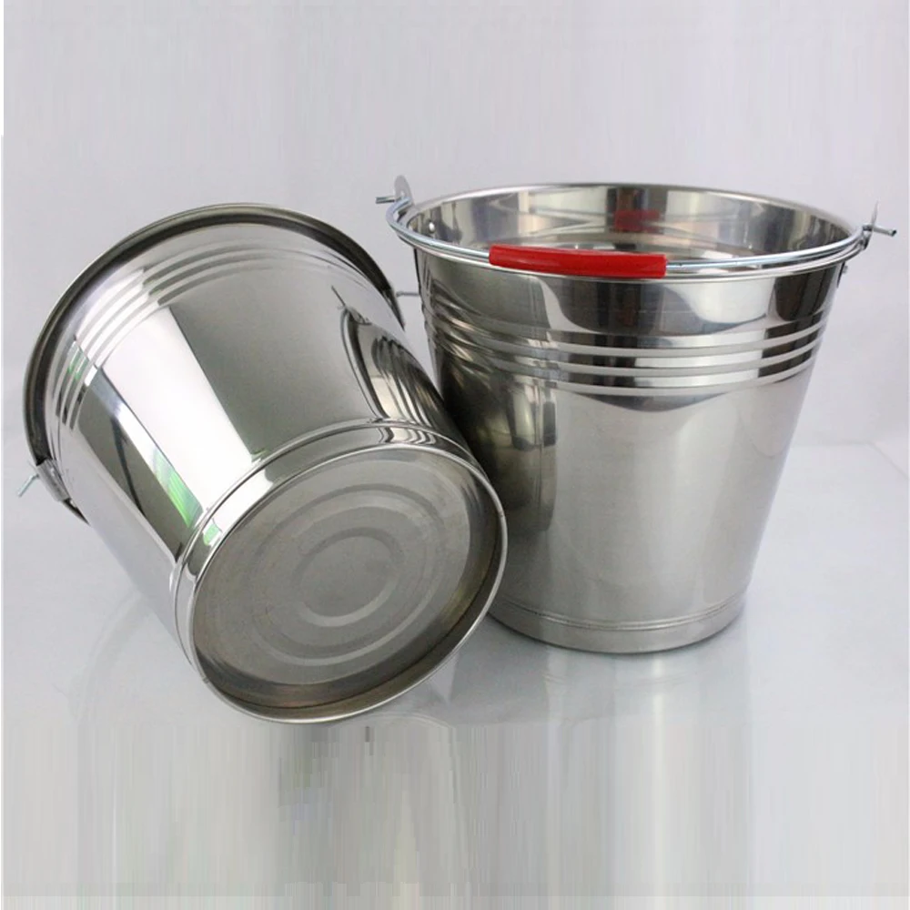 Stainless Steel Water Bucket With Lid Durable Pails For Farms Mop ...