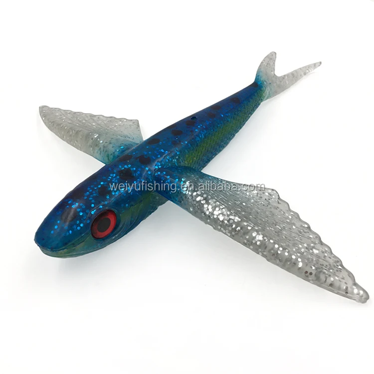 21cm Saltwater Flying Fish Bait - Rigged Soft Plastic Lures