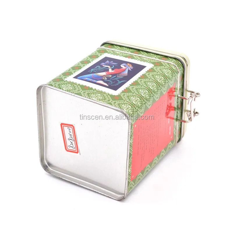 Custom Square Airtight Metal Tea Tin Box With Metal Clasp - Buy Square ...
