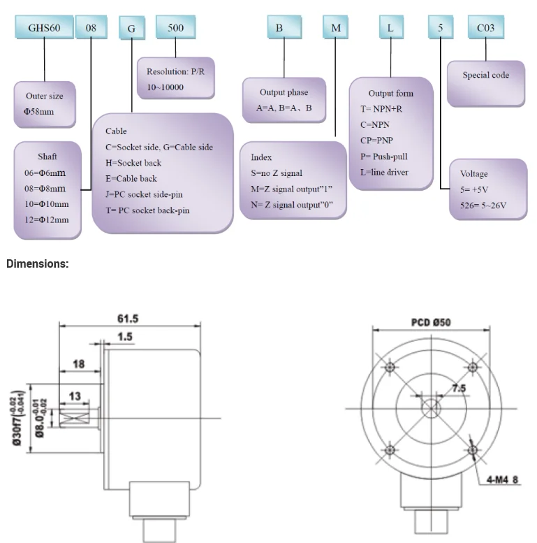 Calt 10mm Solid Shaft Incremental Rotary Encoder Ghs60-10g1000bml5 For ...