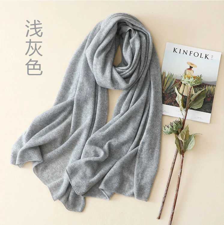 Women 100% Cashmere Pure Color Scarves Winter Ladies Cashmre Scarf ...