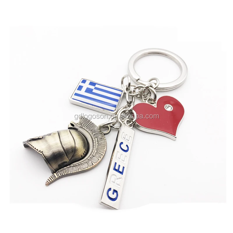 Greek Tourist Key Chain - Spartan Helmet Pendant Charm