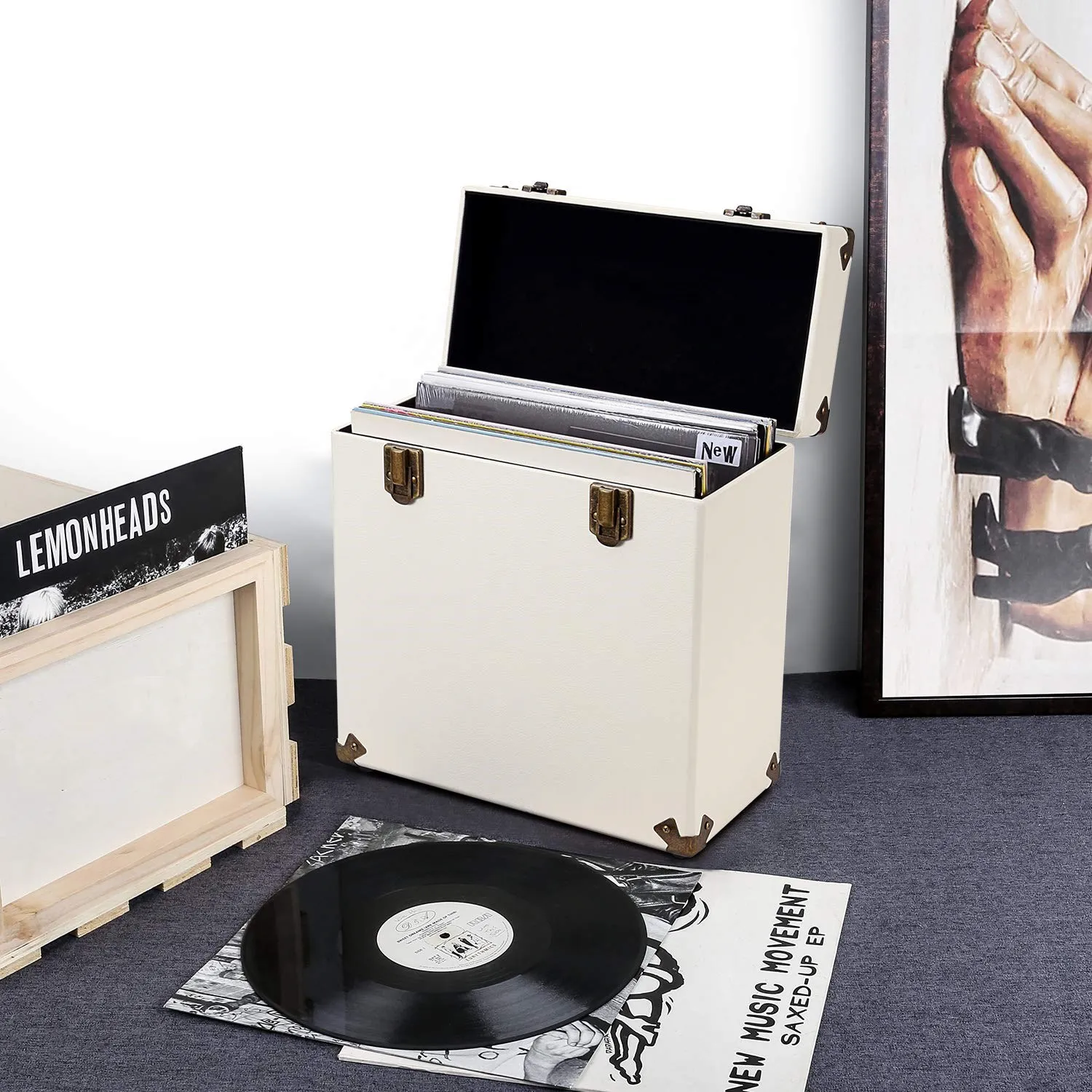 Victorlia Vintage Retro Vinyl Leather Record Storage Carrying Case For ...