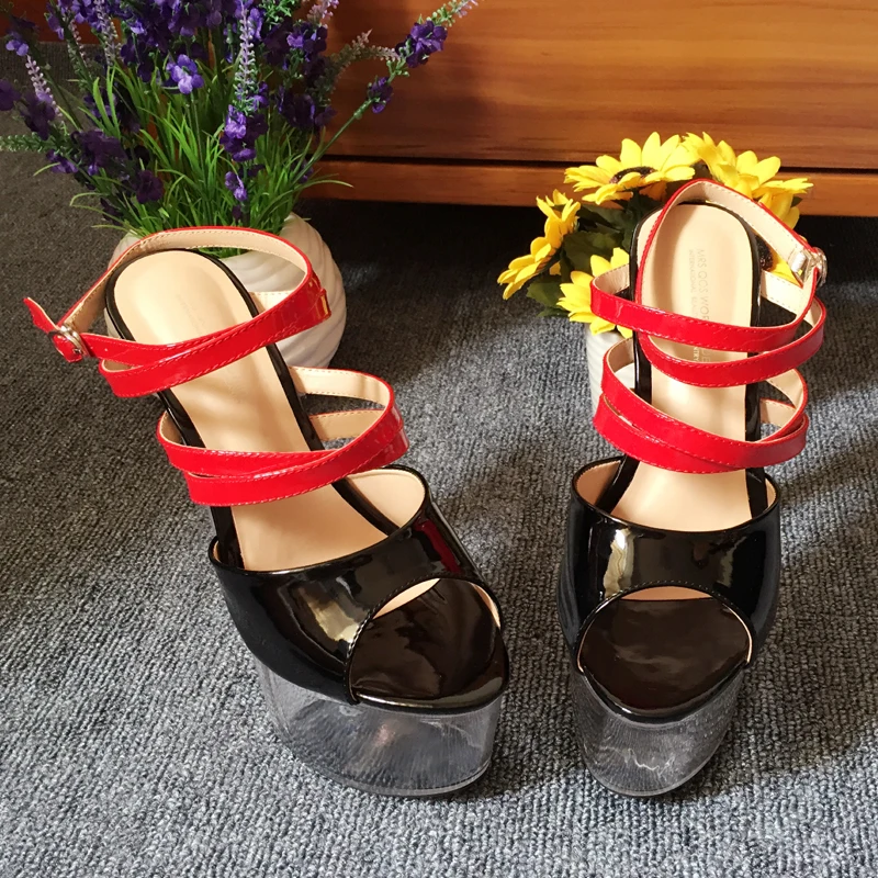 Leecabe 7 Inch Women Mary Jane Platform Pu Pumps 15cm Sexy Red High ...