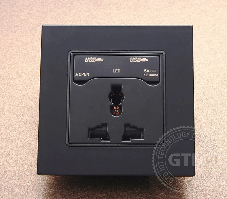 Tempered Glass Usb Socket Wall Switch / Usb With Cover/3 Pin Socket ...