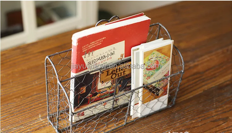 Handmade Stainless Steel Book Basket Wire Metal Letter Basket Metal ...