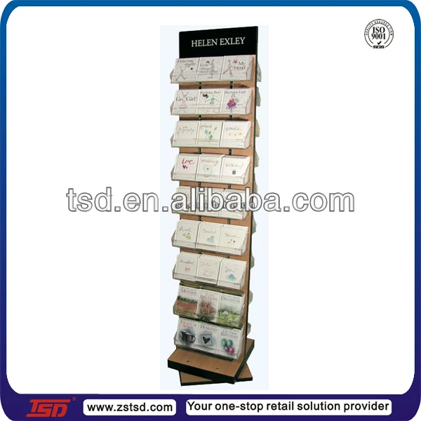 Retail Shop Floor Standing Rotating Double Sides Wood Greeting Card ...