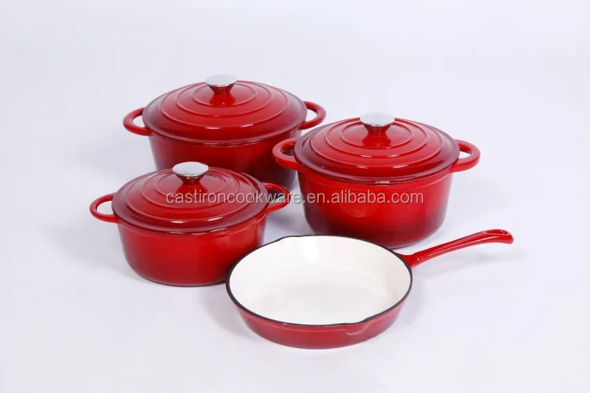4 Pieces Kitchen Use Cast Iron Enamel Cookware Set - Buy Cast Iron ...