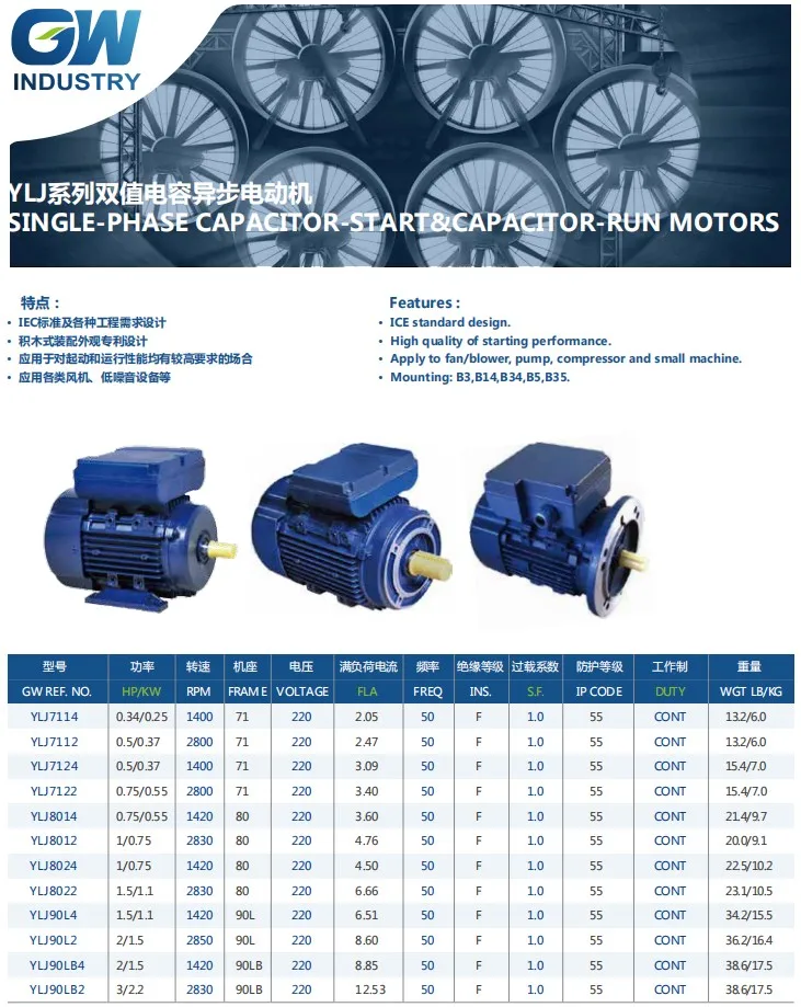 Gw Electric Single Phase 1hp 2hp Induction Motor 50hz 220v - Buy Single ...