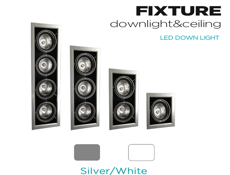 Commercial Lighting Rectangular Recesse Led Grille Downlight With ...