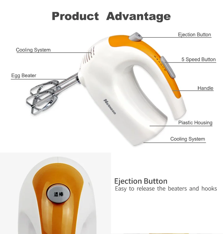 125 Watt Portable Mixer 5 -speed Mini Hand Mixer Copper Motor Electric ...