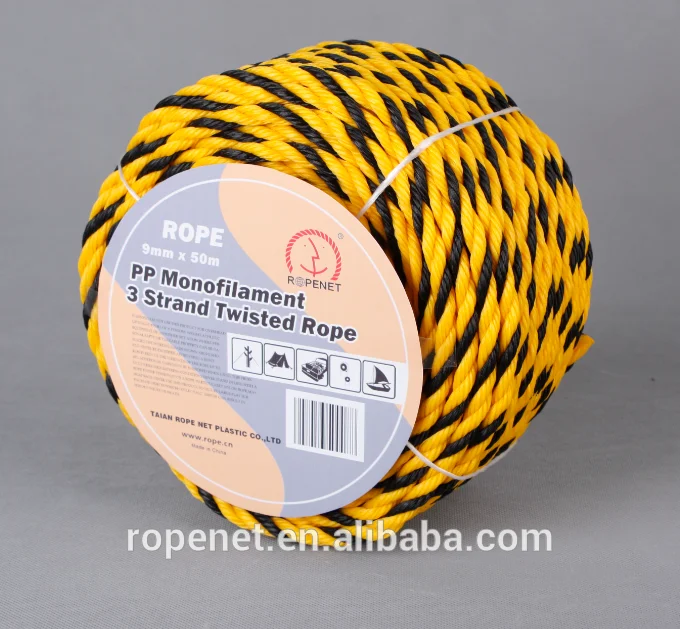 Yellow And Black Plastic Pp Twisted Tiger Rope - Buy Polypropylene ...