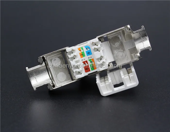 10g 180 Degree Toolless CAT6A Shielded STP/FTP Keystone Module Jack ...