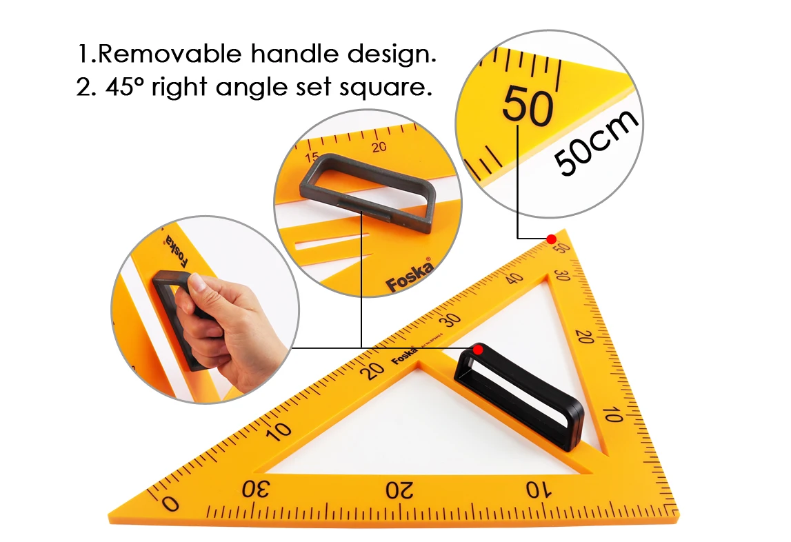 40cm Plastic School Teaching Triangle Rulers with Handle