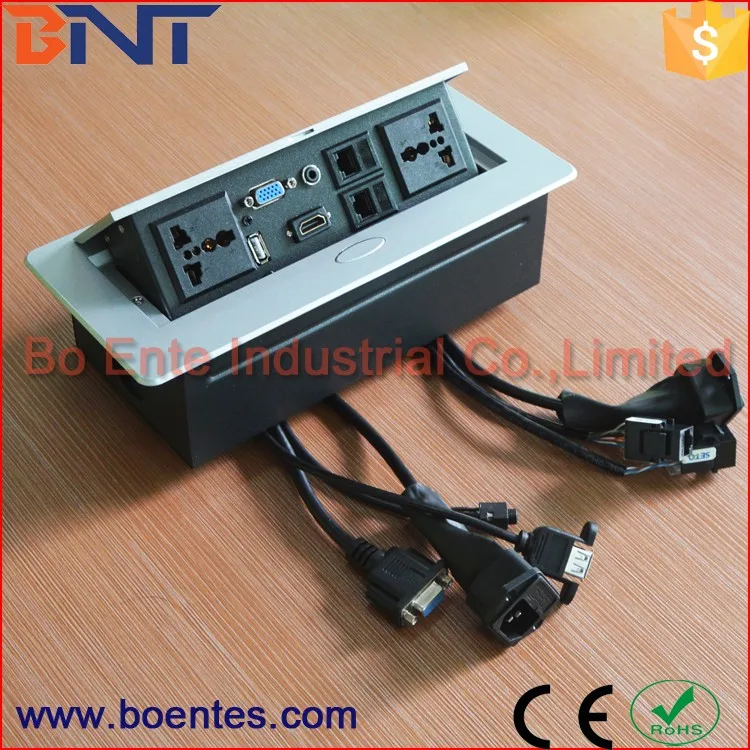 Desktop Pop Up Power Socket Box With Bottom Connection Plugs For Office ...