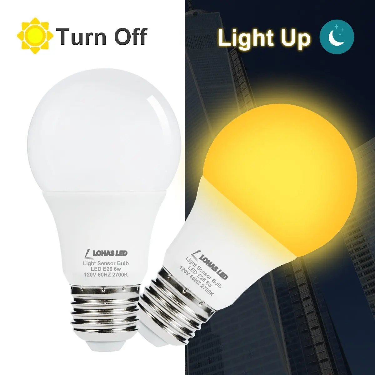 Led Dusk To Dawn Sensor 6w 12w A19 Led Light Sensor Bulb Warm White ...