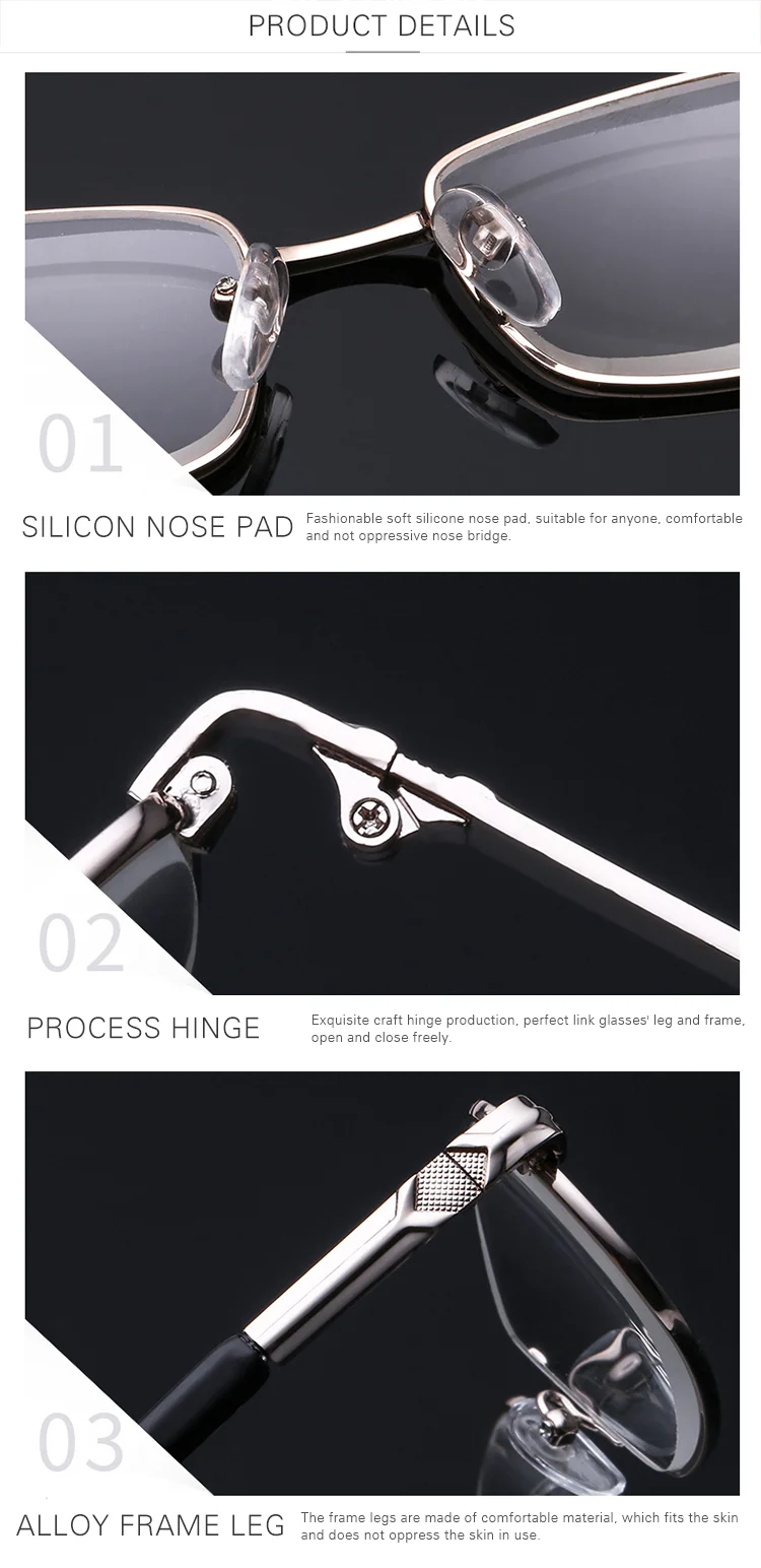 Factory Direct Unisex Glasses New Design Glass Lens Metal Material Full Frame Rectangle Reading