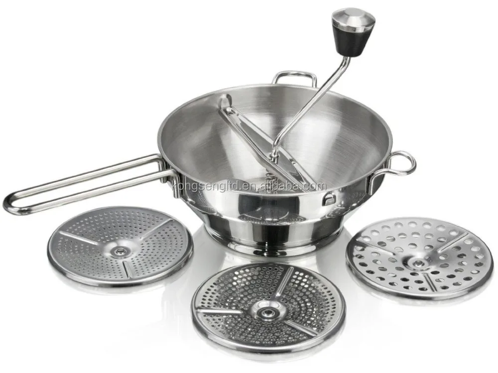 Stainless Steel Food / Vegetable Mill With 3 Cutting Plates - Buy ...