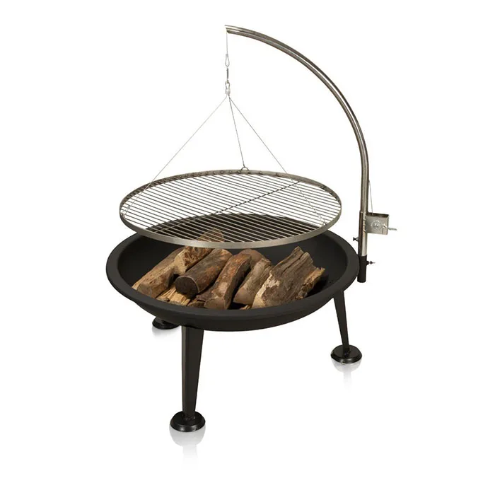 Black Fire Bowl Camping BBQ Hanging Grill with Cooking Grate