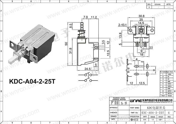 Good Quality & Best Price Wnre Push Button Switch Kdc-a04-2-25t Kdc A04 ...