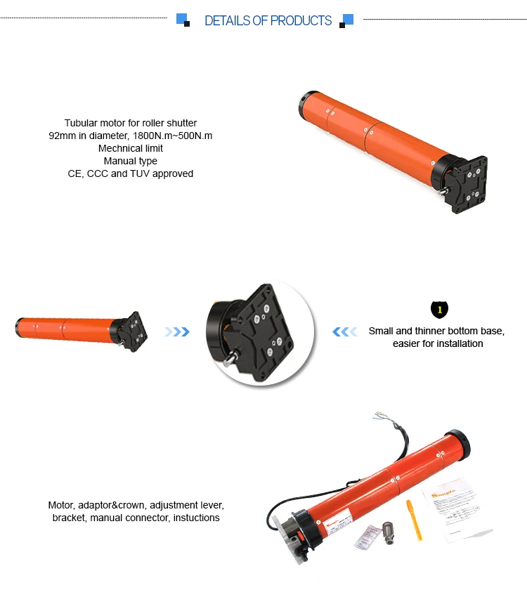 Roller Shutter Tube Motor 92mm For Rolling Shutter Doors - Buy Tube ...