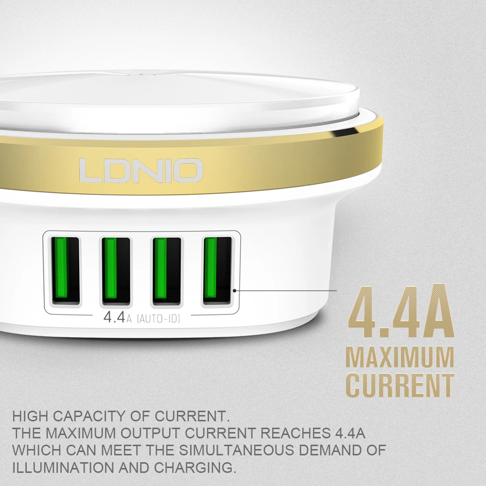 22w Four Ports 4.4a Fast Charging Led Light Usb Charger Table Charger ...