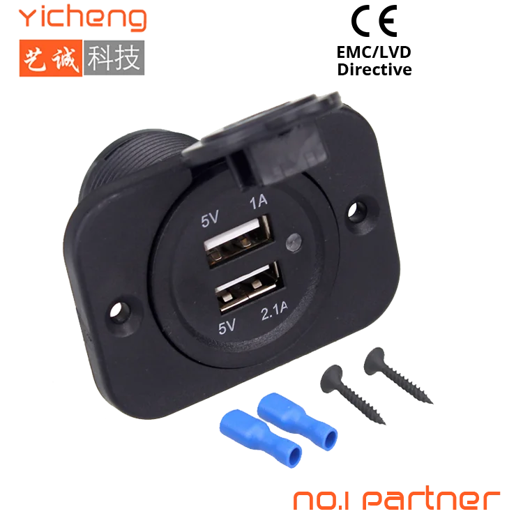 12v 2.1a 3.1a Flush Mount Dual Usb Charger Panel Mount For Car Bus ...