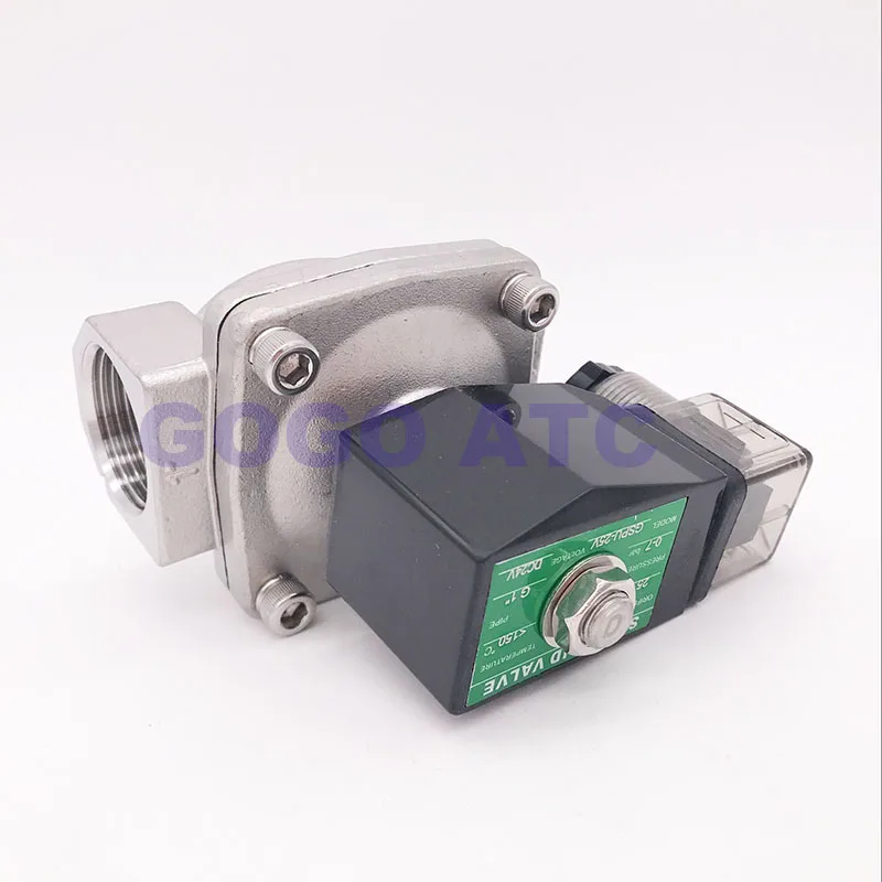 High Quality Gogo 2 Way Ss304 Large Water Solenoid Valve Normally Close Port 1 1/2" 110v Ac ...