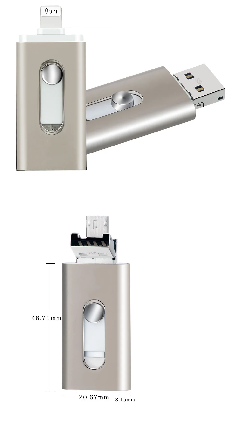 Otg 8gb 32gb 3 In 1 Usb 2.0 3.0 Flash Drive Pendrive For Sale - Buy Otg ...