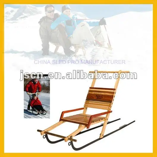 Winter Sports Folding Dog Sled Wooden Foldable Snow Kicksled Sporting Goods