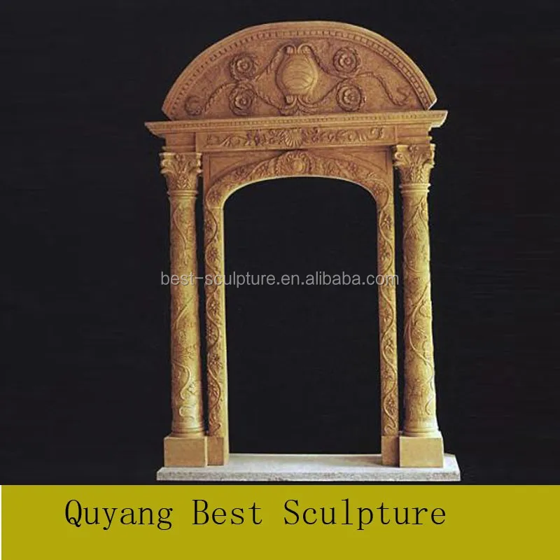 Hand Carved Stone Arch Outdoor Marble Door Frame With Pillar Design ...