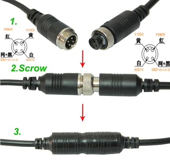 Waterproof 4 Pin Aviation Cable Din Connector For Car Rearview Camera ...