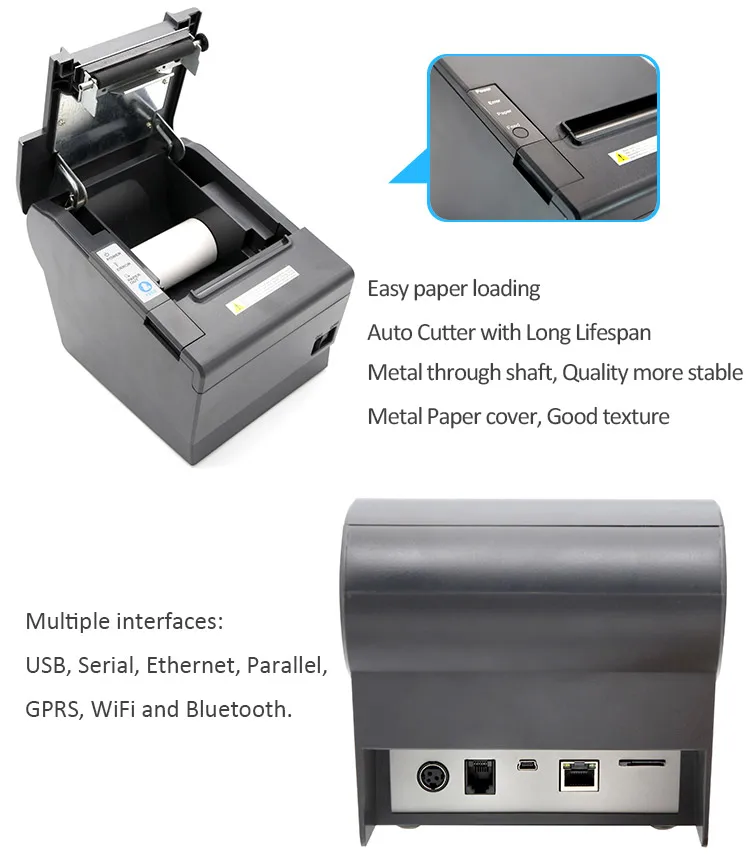 Pos Printer 80mm Thermal Receipt Printer With Auto Cutter Usb/ Parallel ...