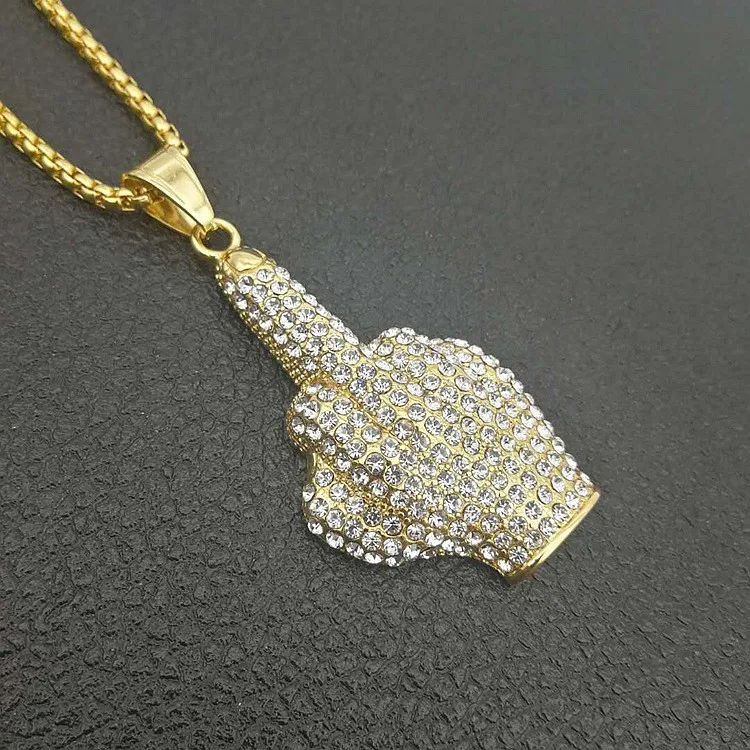 Wholesale Personality 316 Stainless Steel Chain Necklace Rhinestone ...