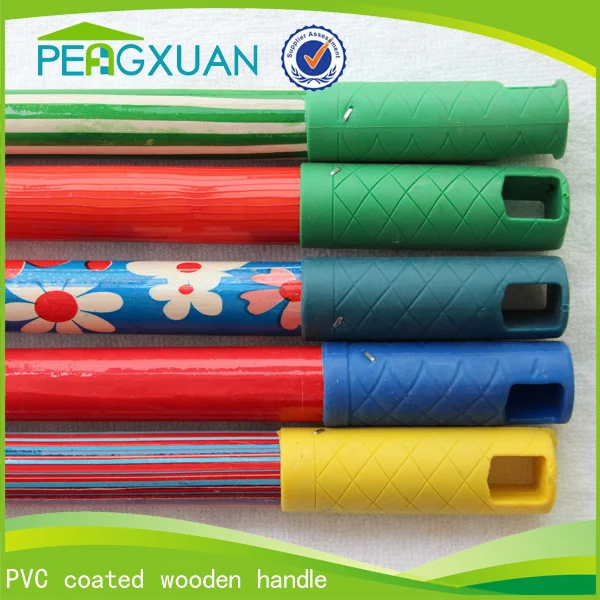 Pvc Coated Top End Plastic Cap Wooden Stick For Broom Mop Brush - Buy ...