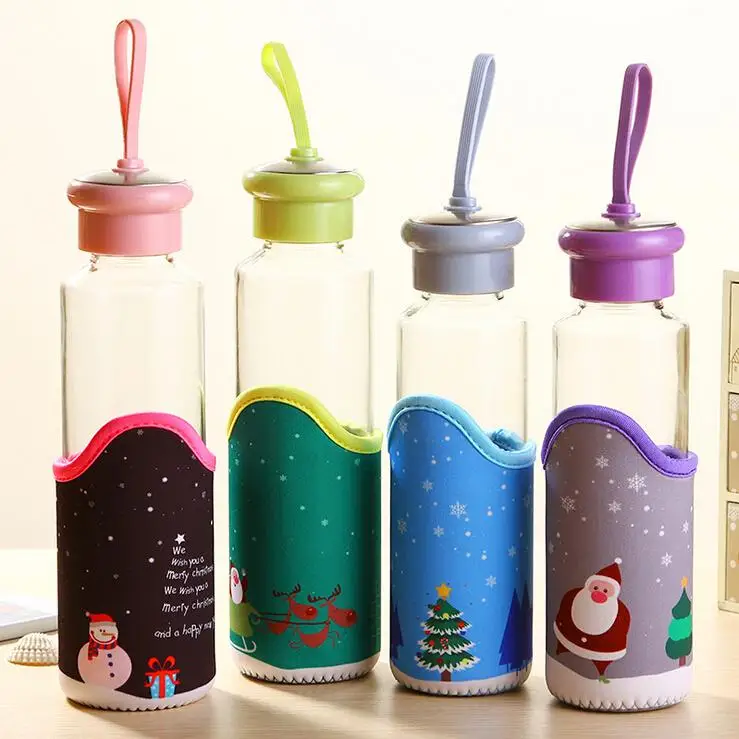 Christmas Water Bottle Bpa Borosilicate Glass Water Bottle With christmas-water-bottle-bpa-borosilicate-glass-water-bottle-with