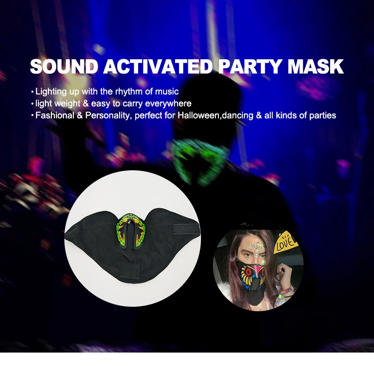 Sound Activated LED Party Masks - Perfect for Halloween Raves