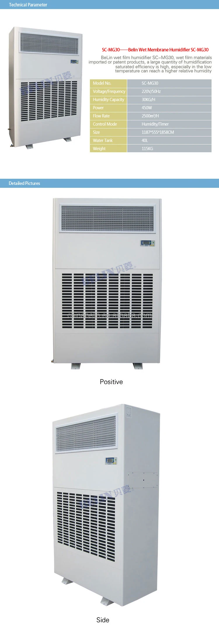 High Efficiency 30kg/h Capacity Refrigerator Humidifier