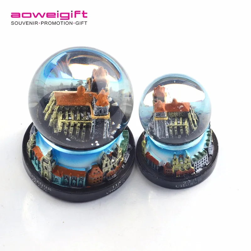 Charles Bridge Glass Snowball Czech Prague City Tourist Souvenir Resin ...