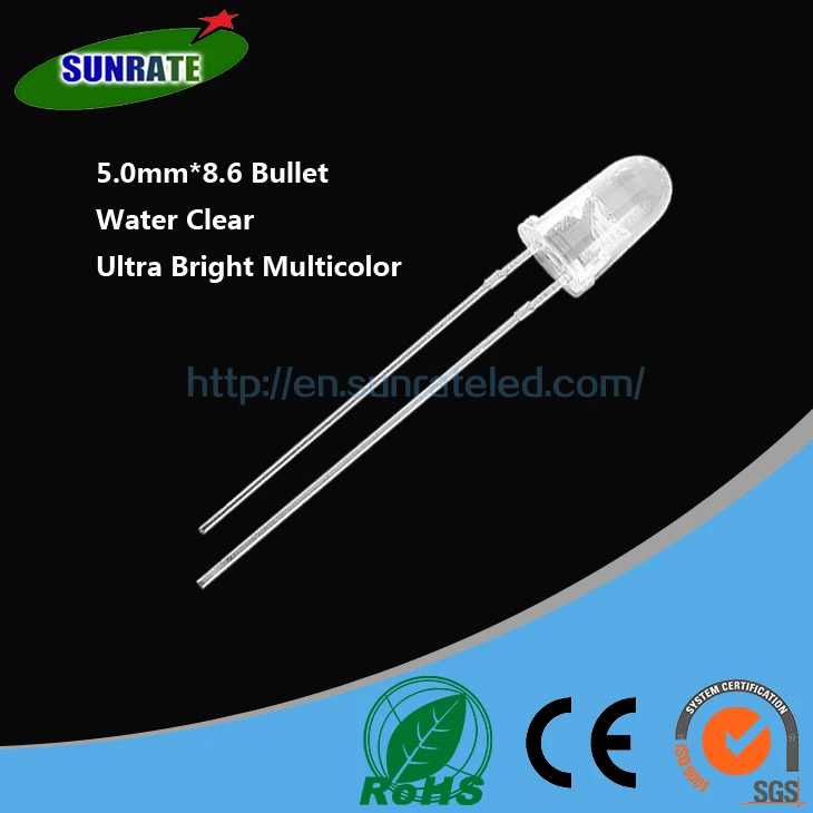 1.2v 12v 5mm White Ultra Bright Led Diameter Round Oval Flat Top Rgb ...